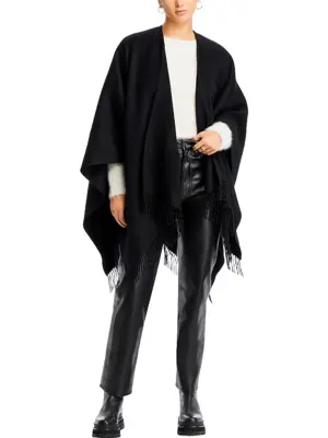 Vince Wool And Cashmere Double Face Cape - Black