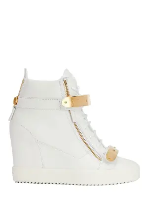 GIUSEPPE ZANOTTI Coby Leather Wedge Sneakers - White