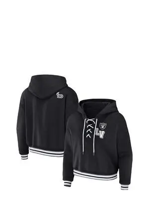 WEAR BY ERIN ANDREWS Las Vegas Raiders Lace-up Pullover Hoodie - Black
