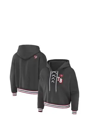 WEAR BY ERIN ANDREWS Tampa Bay Buccaneers Lace-up Hoodie - Pewter