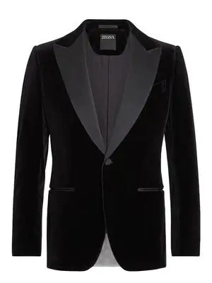 ZEGNA Single-breasted Velour Blazer