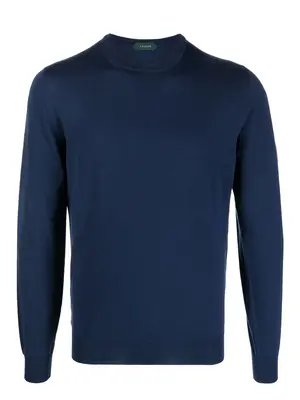 ZANONE Fine-knit Crew-neck Jumper - Blue