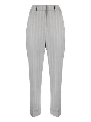 Peserico Striped Tapered-leg Cropped Trousers - Grey