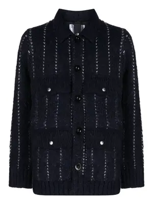 Sacai Striped Bouclé Shirt Jacket - Blue