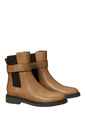 Tory Burch Double T Buckled Chelsea Boots - Almond Flour