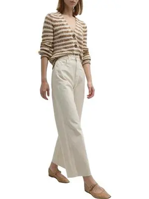 Veronica Beard Taylor Cropped Wide-leg Jeans - Ecru