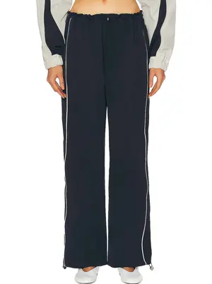 GRLFRND Cinched Waist Wide Leg Pant - Navy & Ivory