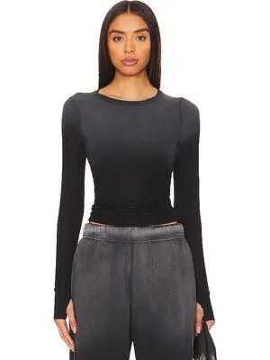 Michael Lauren Alick Rib Ombre Long Sleeve - Jet Black Ombre