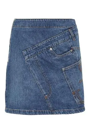 JW Anderson Twisted Asymmetric Denim Miniskirt - Blue