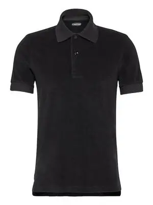TOM FORD Cotton Blend Polo Shirt - Black