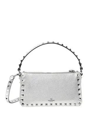 Valentino Garavani Rockstud Small Leather Crossbody Bag - Silver