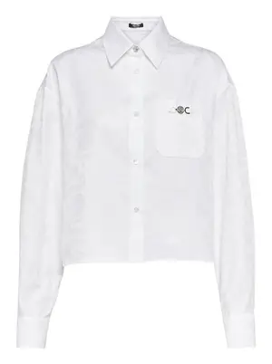 Versace Barocco Jacquard Cropped Shirt - White
