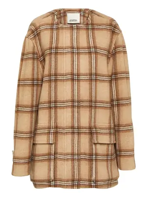 Isabel Marant Checked Wool-blend Coat - Brown