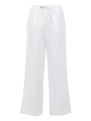 Asceno Aurelia Linen Straight Pants - White