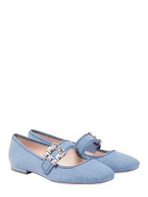 ROGER VIVIER Très Vivier Strass Buckle Babies Ballet Flats - Blue