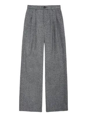 ANINE BING Carrie Wool Tailored Trousers - Grey