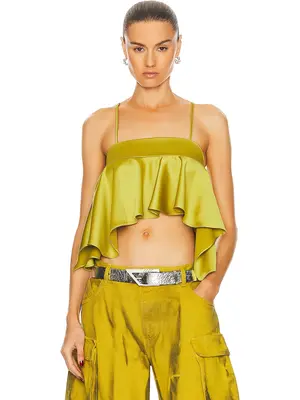 Attico Ruffle Top - Lime