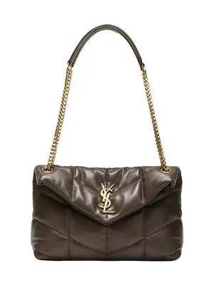 Saint Laurent Puffer Small Chain Bag - Tan