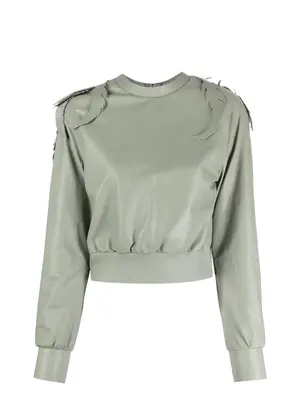 UNDERCOVERISM Leaf-embroidered Leather Sweatshirt - Green