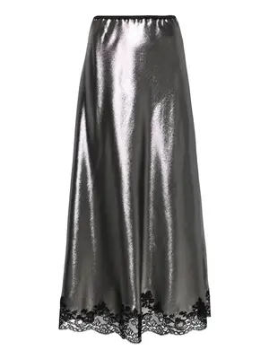 Carine Gilson Lace Trim Maxi Skirt - Silver