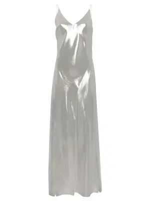 Carine Gilson Lurex-detail Silk Slip Dress - Silver