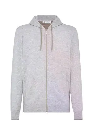 Brunello Cucinelli Front Zip Cashmere Hoodie - Grey