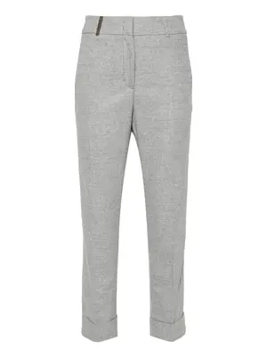 Peserico Bead-embellished Cropped Trousers - Grey