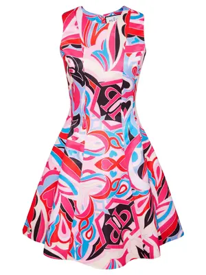 Philipp Plein Graphic Print Flared Dress - Pink