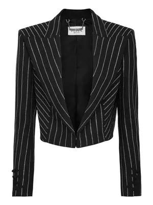 Philipp Plein Cady Crystal-embellished Cropped Blazer - Black