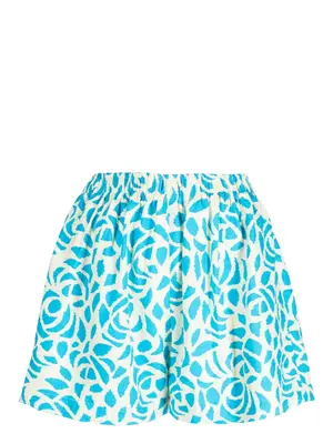 BAMBAH Camelia Floral-print Linen Shorts - Blue