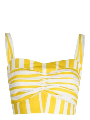 BAMBAH Sicily Striped Linen Bustier Top - Yellow