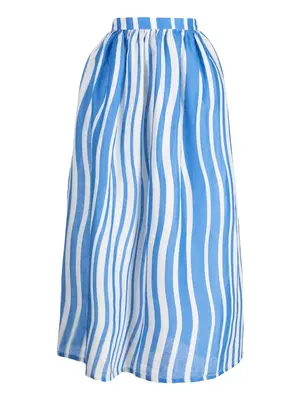 BAMBAH Bambah Sicily Striped Linen Midi Skirt