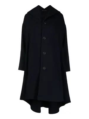 Yohji Yamamoto Cut-out Collar Maxi Coat - Blue