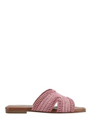 Marc Fisher Marc Fisher LTD Narda Woven Raffia Flat Slide Sandals Medium Pink