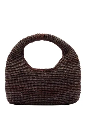 Manebí Halfmoon Raffia Hobo Bag Brown