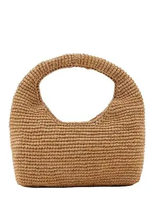 Manebí Halfmoon Raffia Hobo Bag Neutral