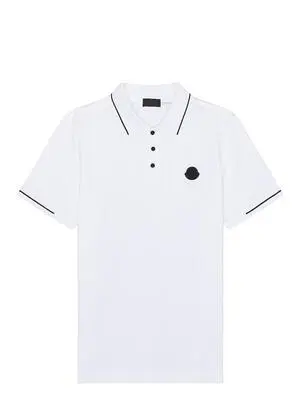 Moncler Short Sleeve Polo In White - Brilliant White