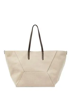 Brunello Cucinelli Large Canvas Tote - Grey
