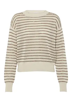 Brunello Cucinelli Striped Cotton Sweater - Multicoloured