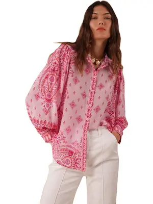 Hale Bob Eden Silk Top - Pink