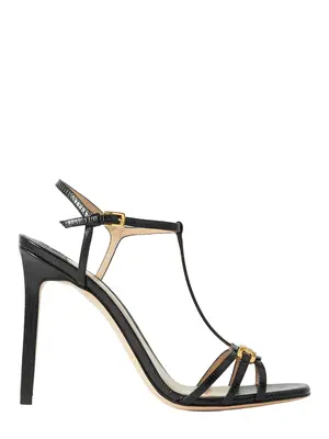 TOM FORD Whitney Embellished Lizard-effect Leather Sandals - Black