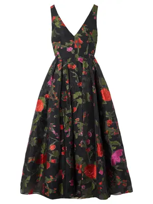 Erdem Fil-coupé Organza Midi Dress - Red