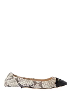 TOD'S Snake-effect Leather Ballet Flats - Animal Print