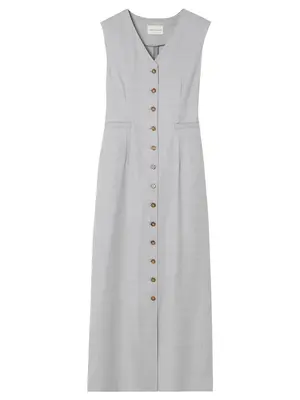 Loulou De Saison Idika Wool Midi Dress - Gray