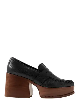 Gabriela Hearst Augusta Textured-leather Platform Loafers - Black