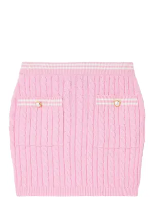 Alessandra Rich Cable-knit Cotton Mini Skirt - Pink