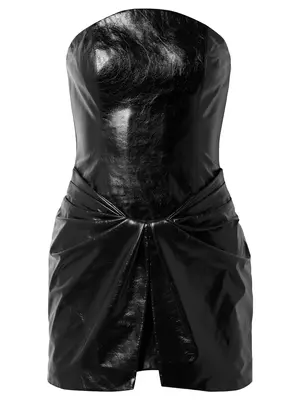 Brandon Maxwell Josie Strapless Textured-leather Mini Dress - Black