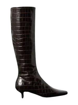 TOTEME Net Sustain The Slim Croc-effect Leather Knee Boots - Brown