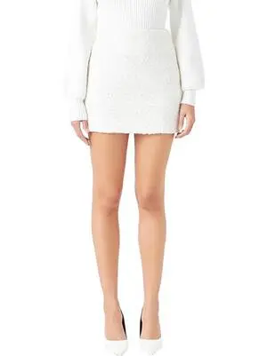 Endless Rose Sequin Mini Skirt - White