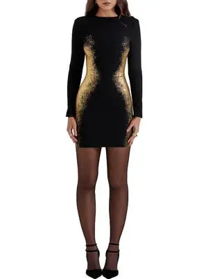 House Of Cb Domenica Foil Mini Dress - Black